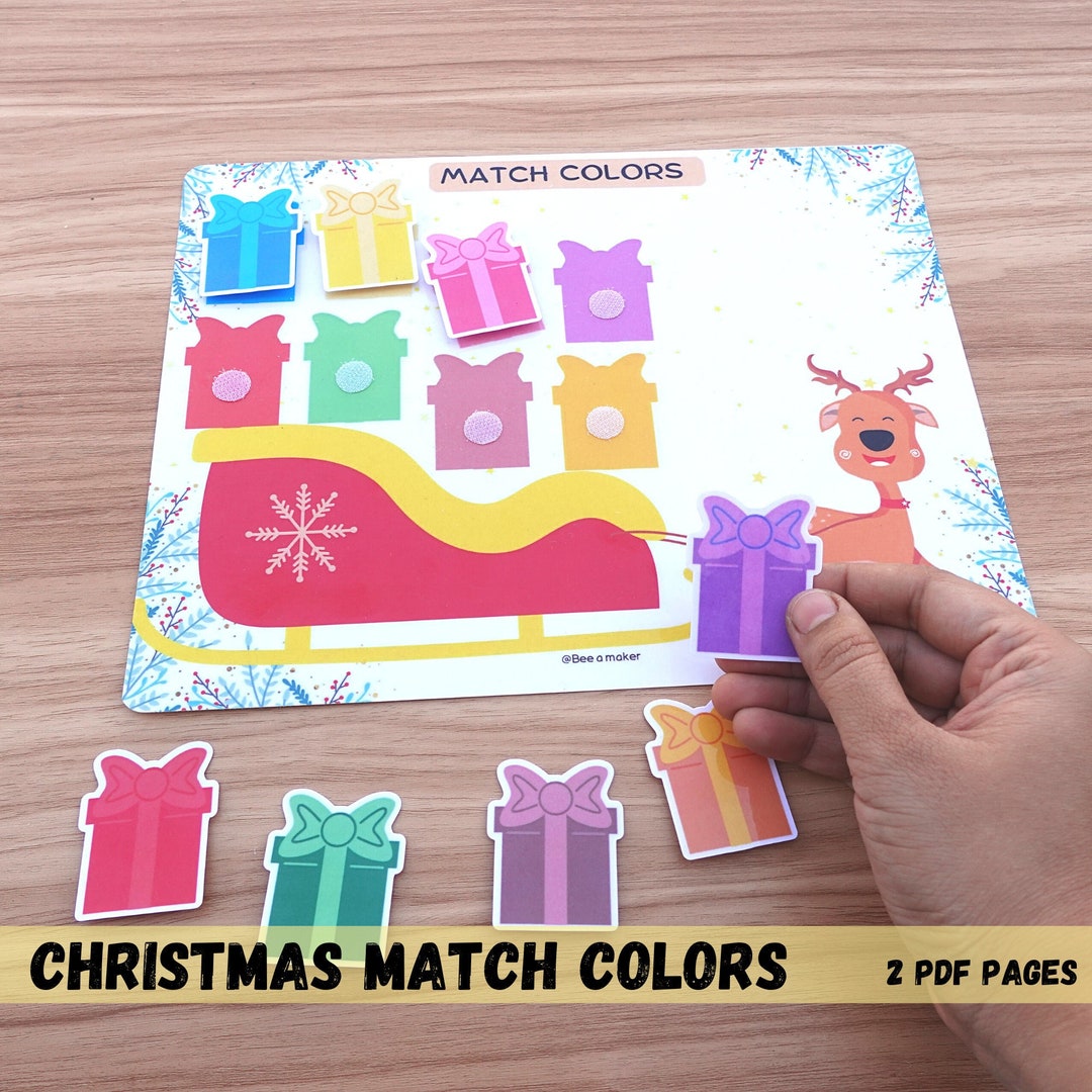 Christmas Gifts Color Match Busy Book Page for Toddlers - Etsy