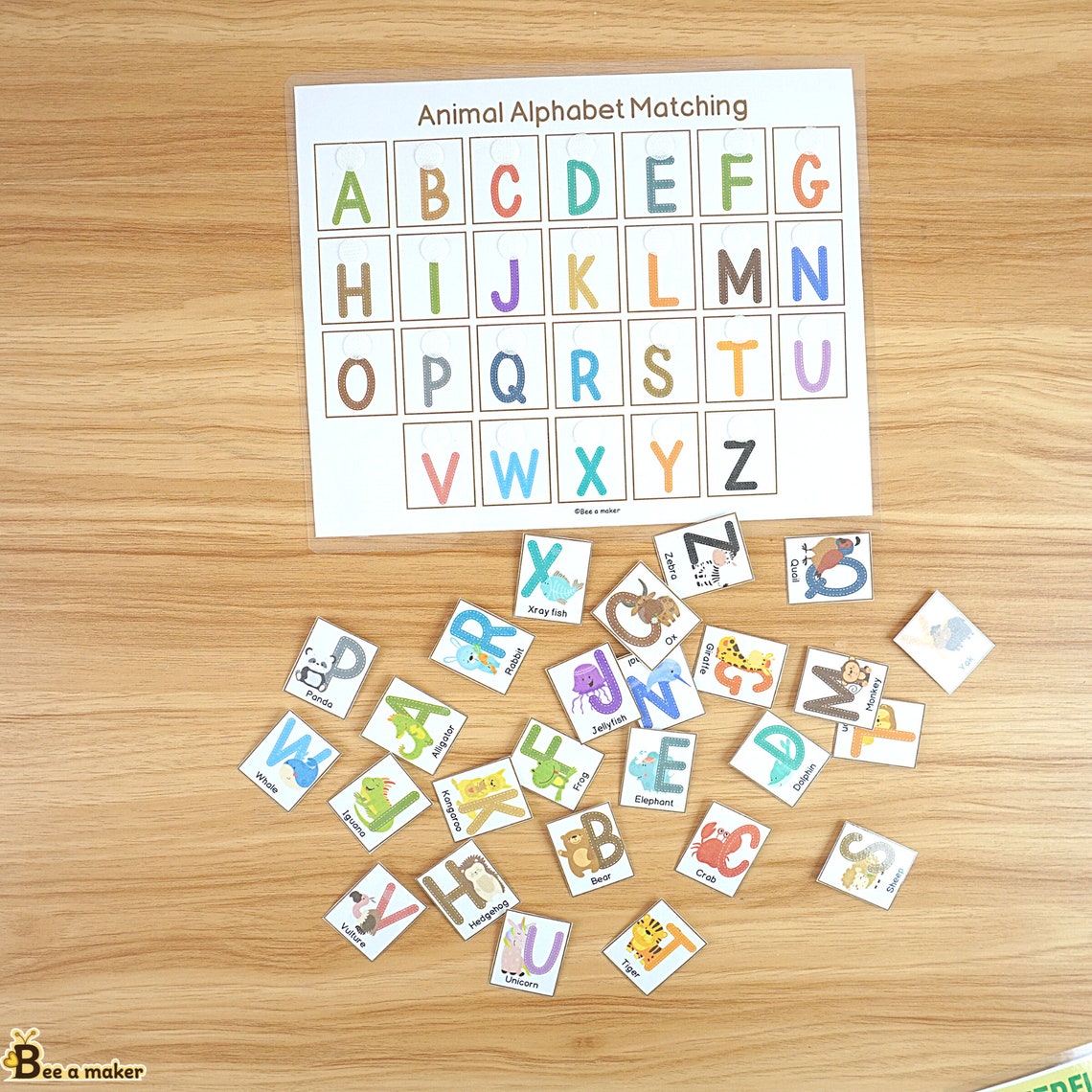 Animal Alphabet Matching Printable Busy Book Pdf Page, Toddler ...