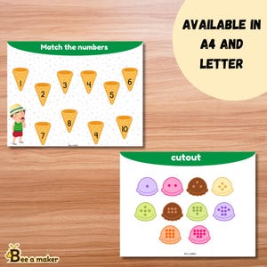 Number Matching Ice Cream Activity | 1–10 Count and Match Game ...