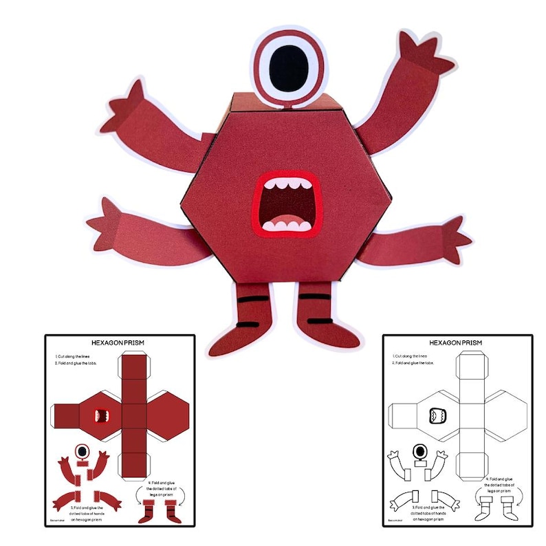 3D Monster Geometric Shapes STEM Activity - Etsy