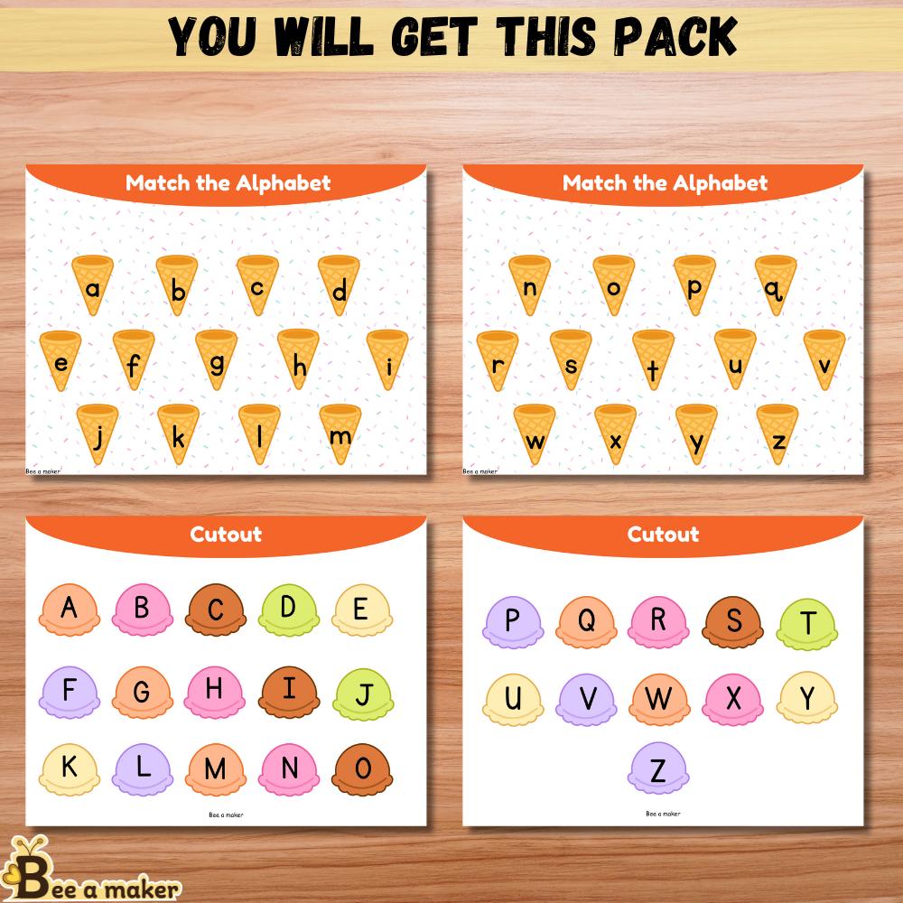 Alphabet Ice Cream Matching Game | Uppercase & Lowercase Letter Match ...