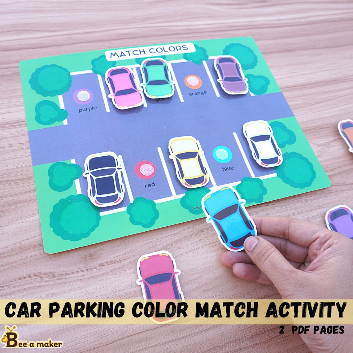 Color Matching Car Parking Printable Activity Busy Book Page - Etsy