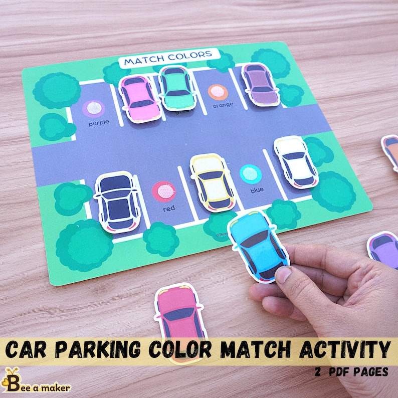 Color Matching Car Parking Printable Activity Busy Book Page - Etsy