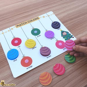 Christmas Ornaments Color Matching Activity for Toddlers - Etsy