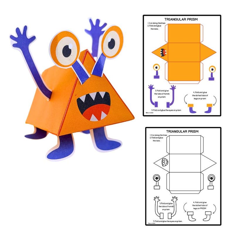 3D Monster Geometric Shapes STEM Activity - Etsy