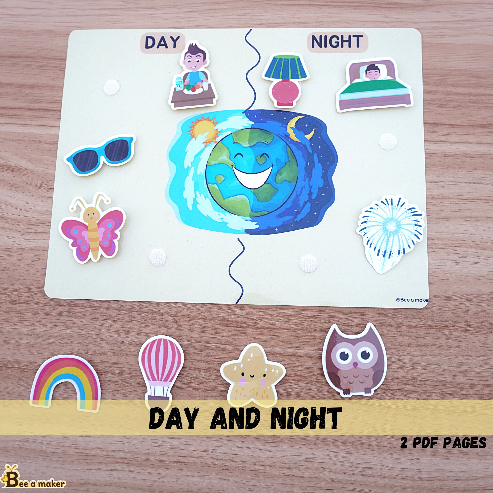 Day and Night Printable Busy Book PDF Page, Toddler, Home School ...
