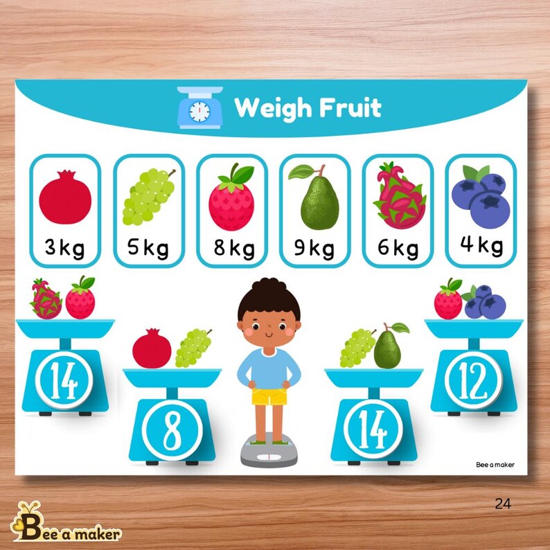 Weigh the Fruit Busy Book Page | Preschool Math Activity | Counting ...