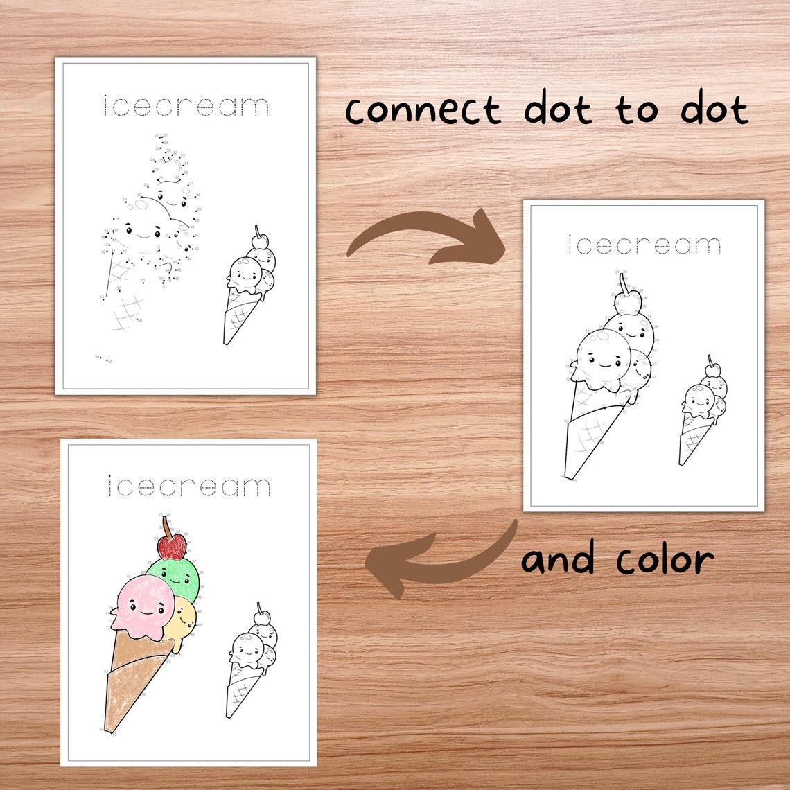 Food Theme Dot to Dot Number Puzzle and Coloring Pages - Etsy