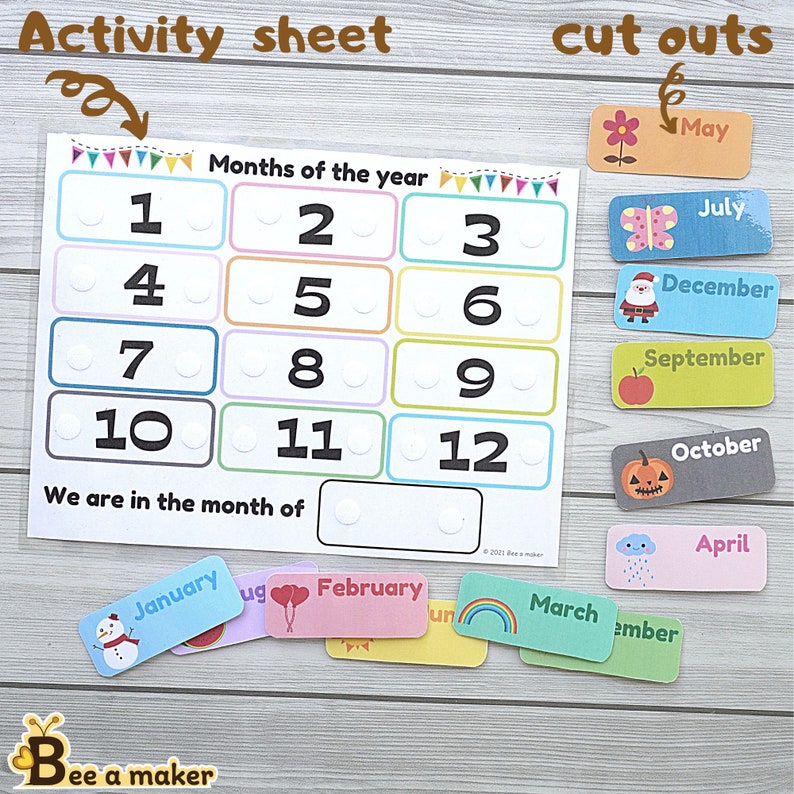 Months of the Year Busy Book Printable Pdf Page Toddler - Etsy UK