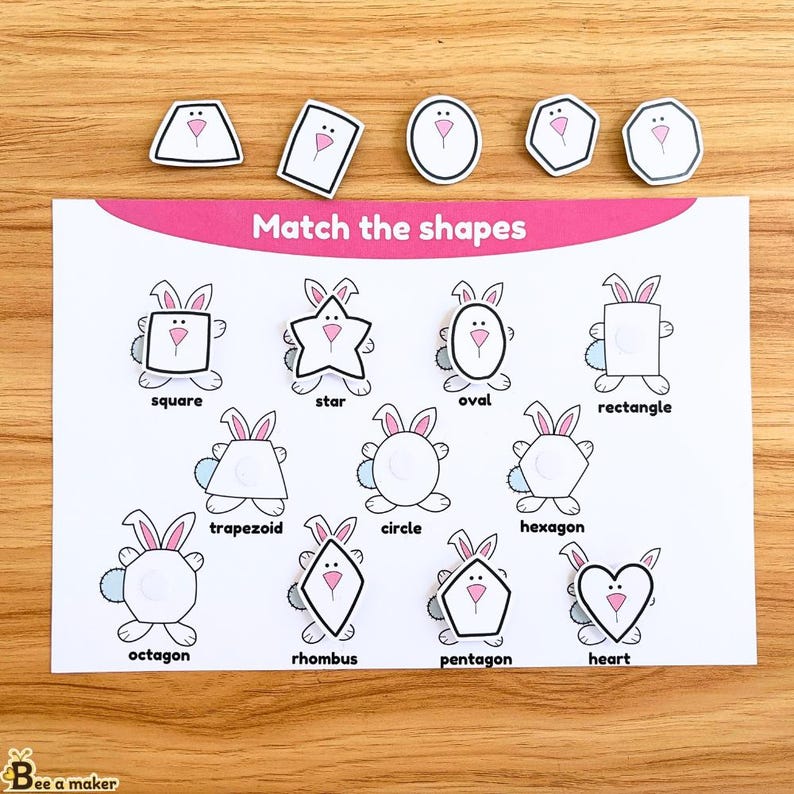Easter or Bunny- Match the Shapes Activity - Etsy