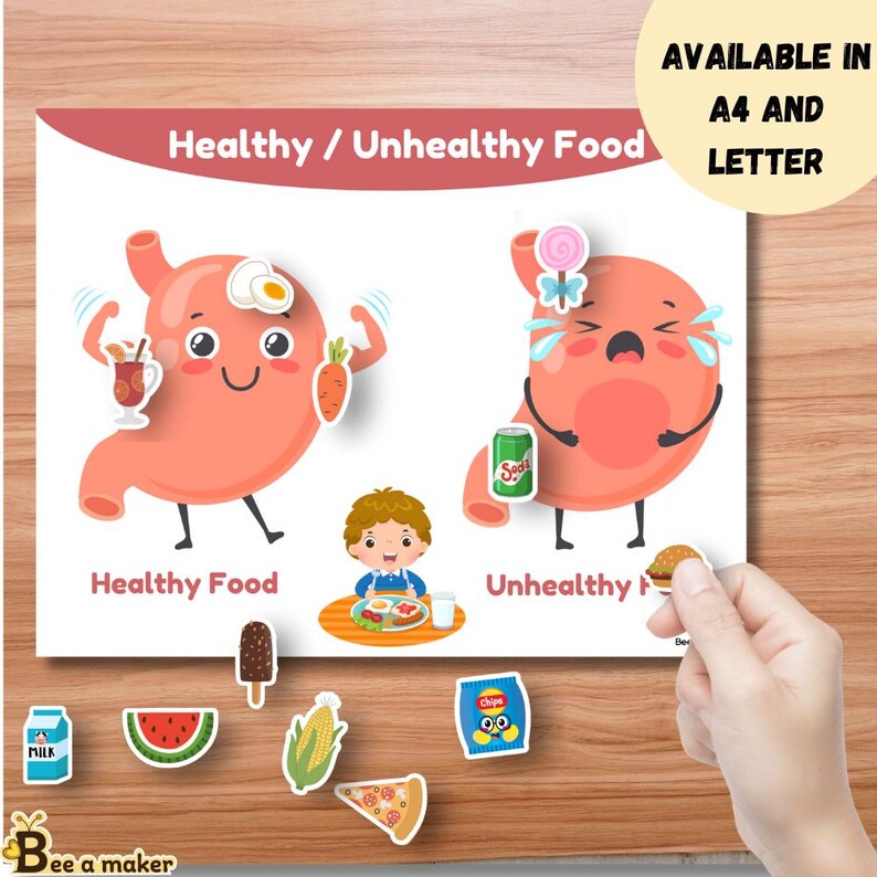 Healthy & Unhealthy Food Sorting Busy Book Page | Nutrition Activity ...