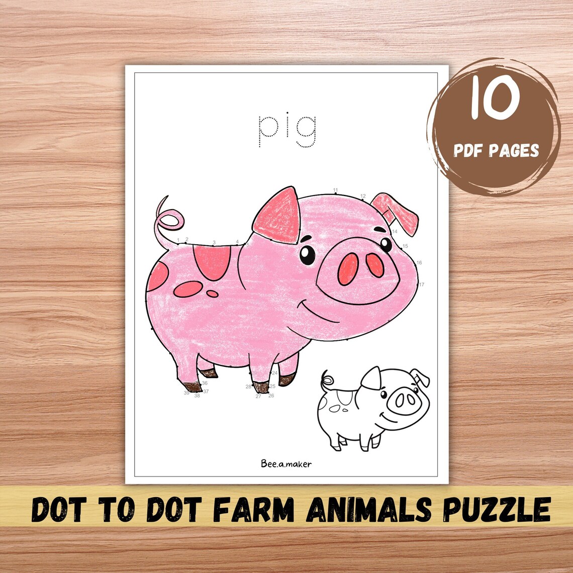 Dot to Dot Farm Animals Number Puzzle - Etsy Canada