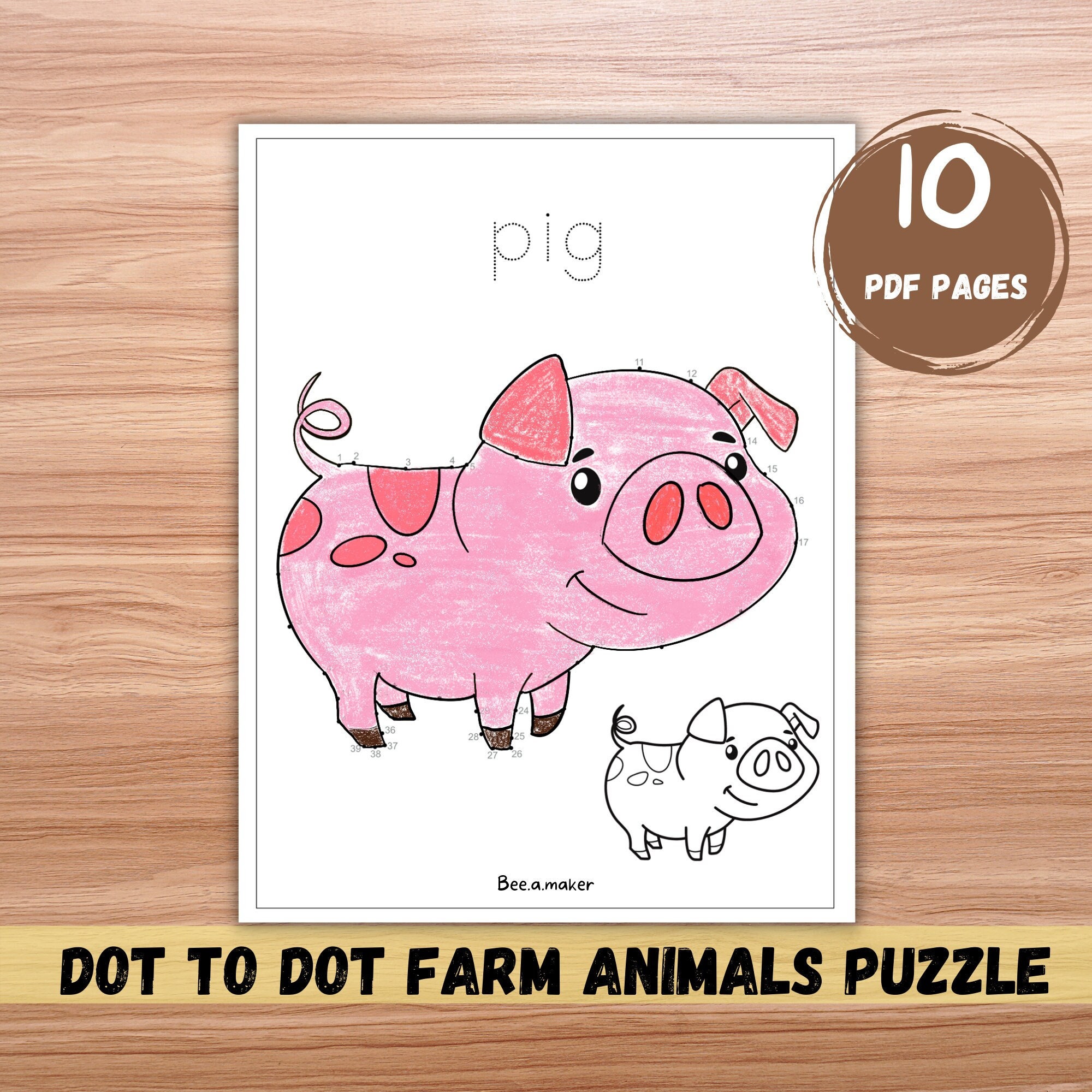 Dot to Dot Farm Animals Number Puzzle - Etsy Canada