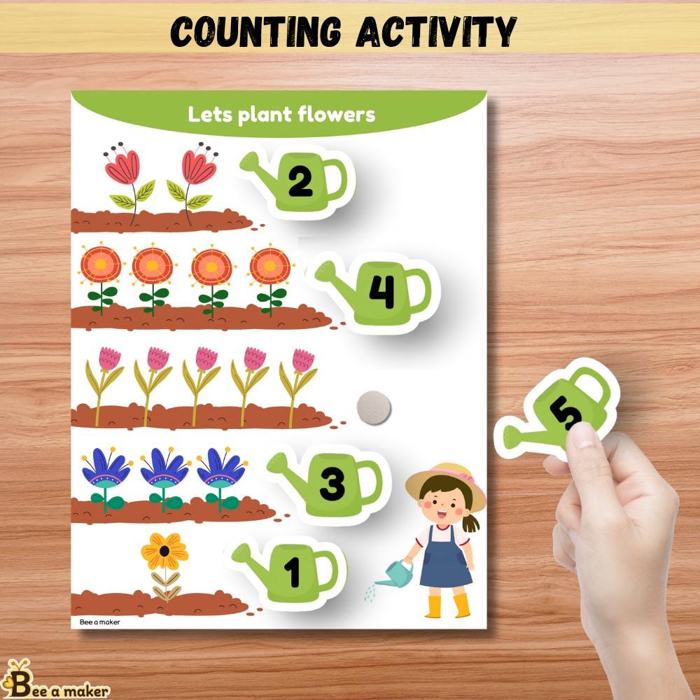 Let’s Plant Flowers Counting Activity | Montessori Busy Book Printable ...