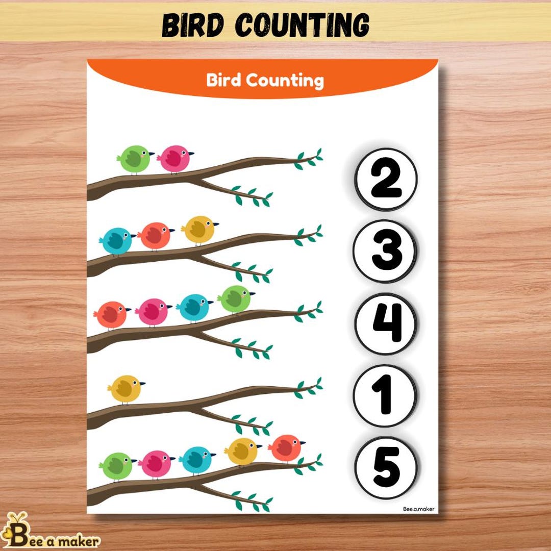 Bird Counting on Branch Activity | Numbers 1 to 5 | Preschool Math Busy ...