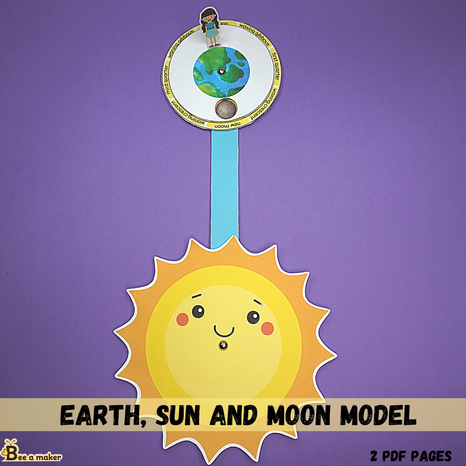 Earth, Sun and Moon Model - Etsy