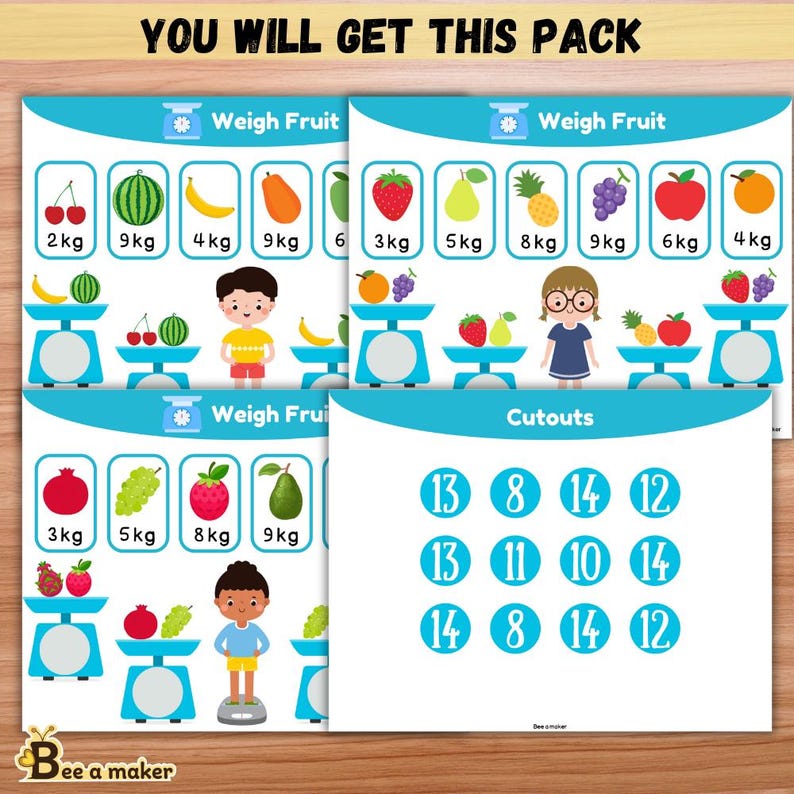 Weigh the Fruit Busy Book Page | Preschool Math Activity | Counting ...