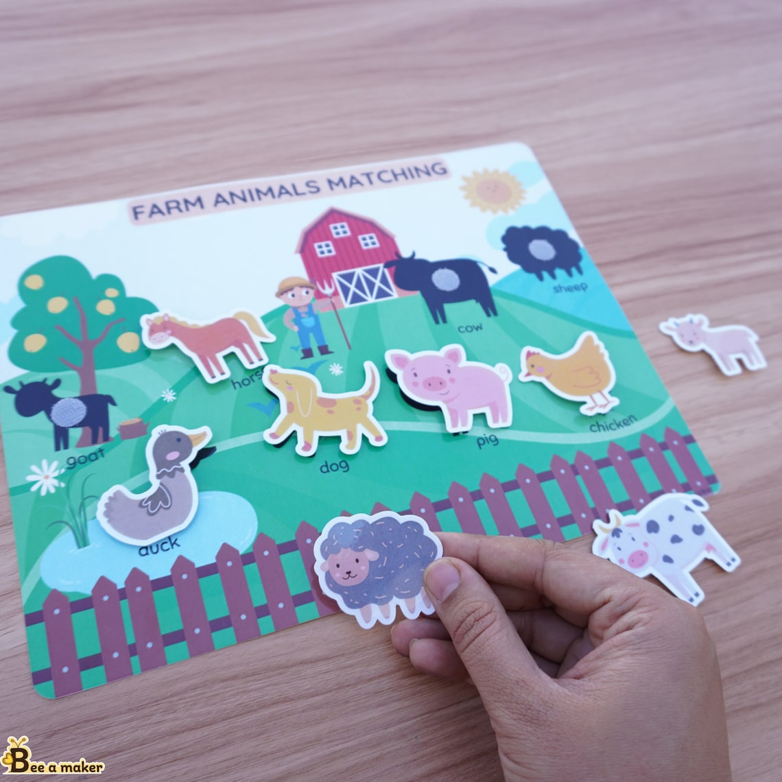 Farm Animals Matching Busy Book Printable Page, Toddler, Autism ...