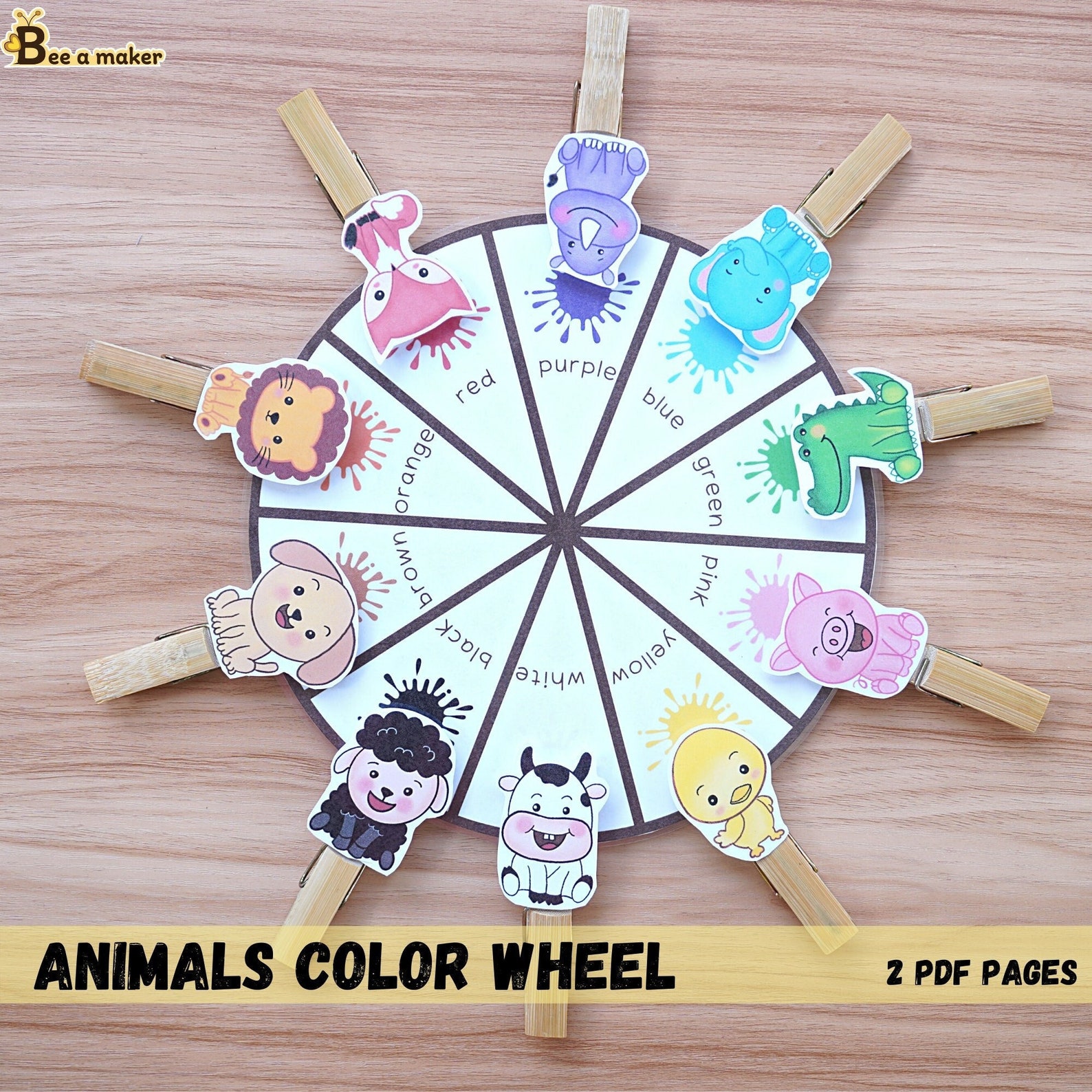 Animal Color Matching Wheel Game - Etsy