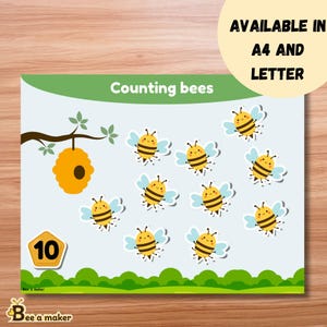 Counting Bees Busy Book Page | Printable Preschool Math Activity for ...
