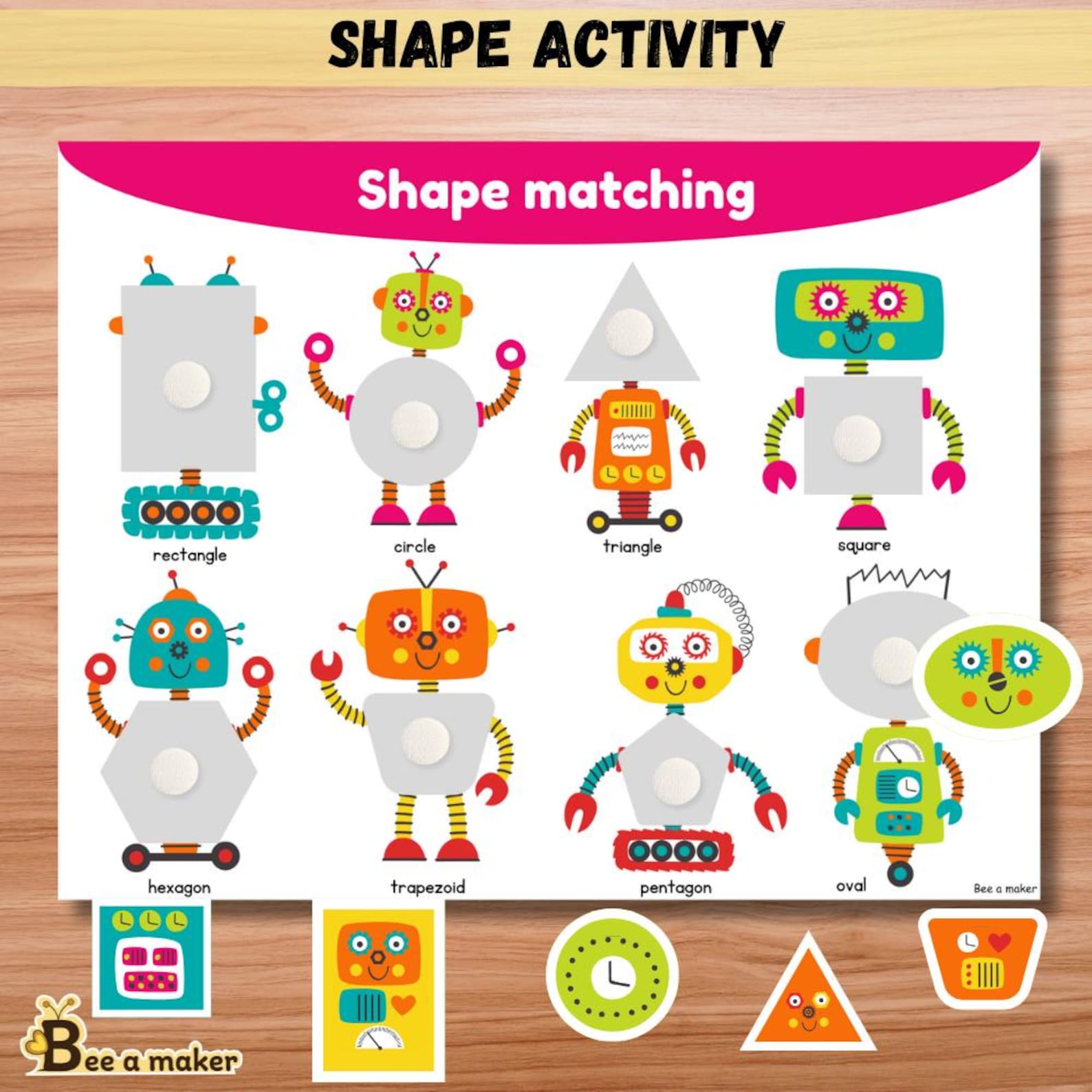 Robot Shape Matching Busy Book Activity, for Toddlers, Homeschool and ...