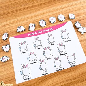 Easter or Bunny- Match the Shapes Activity - Etsy