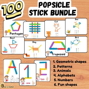 Popsicle Stick Flash Card Bundle(shapes, Alphabet, Numbers, Pattern and ...