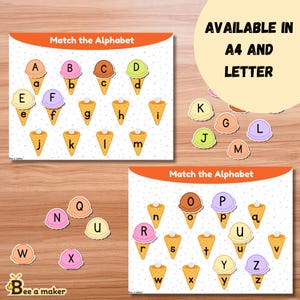 Alphabet Ice Cream Matching Game | Uppercase & Lowercase Letter Match ...