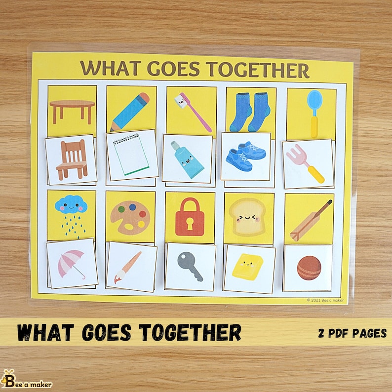What Goes Together, Association Matching Busy Book Printable Pdf Page ...