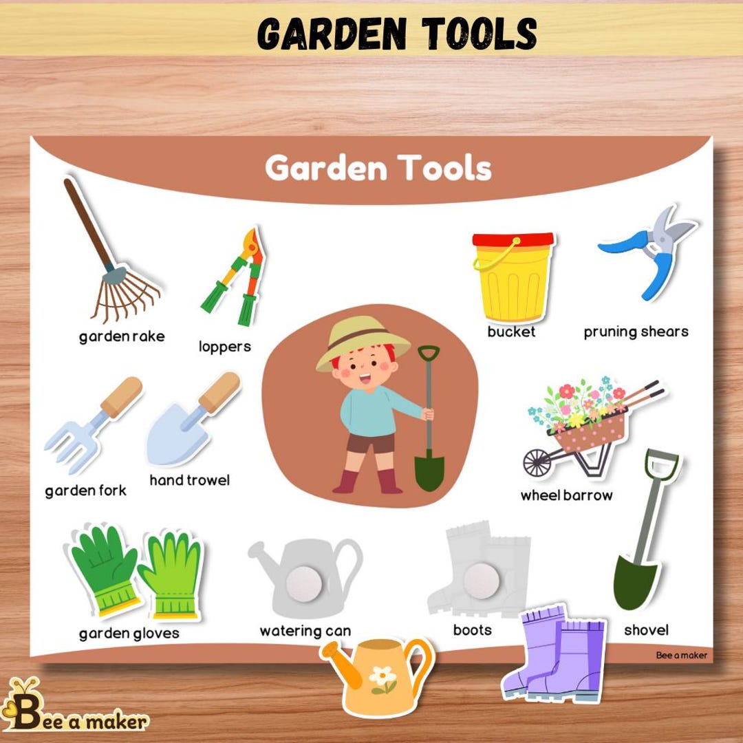 Garden Tools Matching Activity | Busy Book Page for Kids | Printable ...