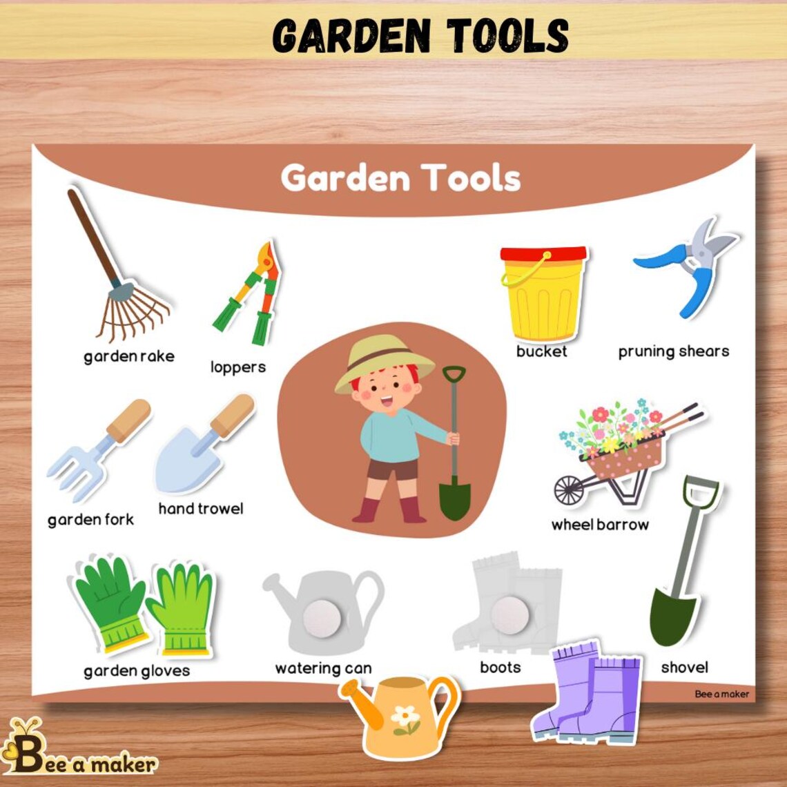 Garden Tools Matching Activity | Busy Book Page for Kids | Printable ...