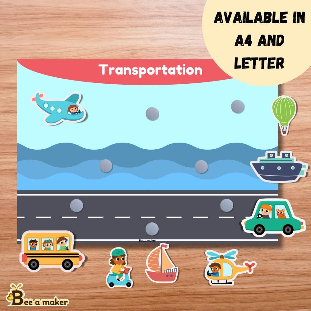 Transportation Busy Book Page | Printable Toddler Activity | Preschool ...