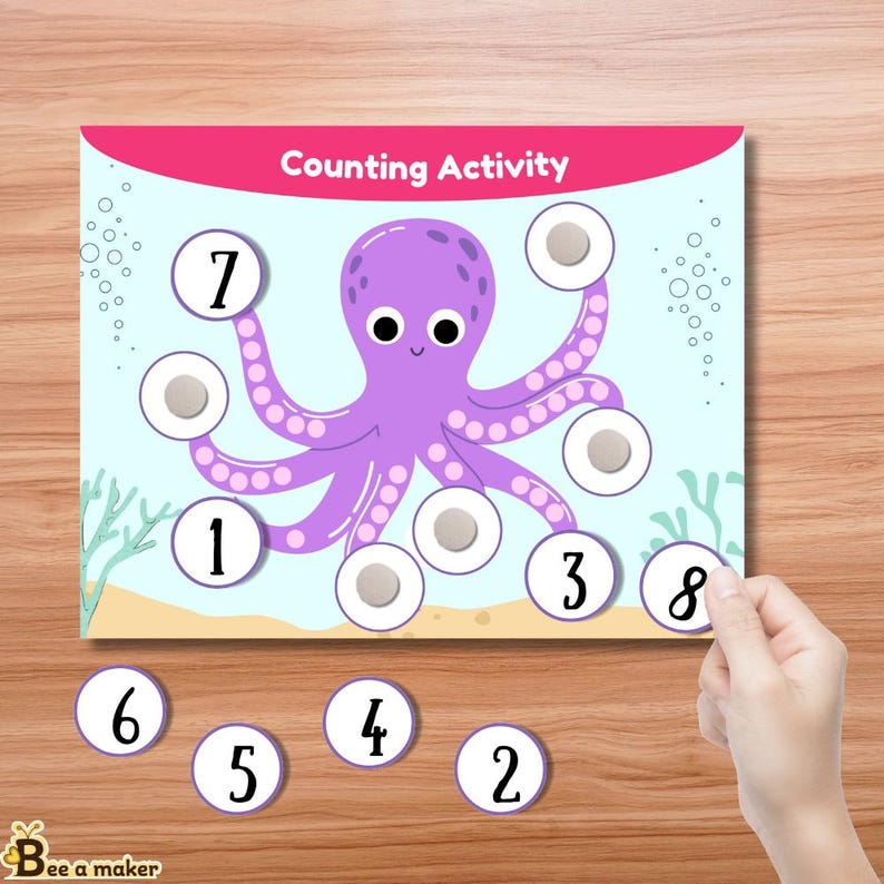 Octopus Counting Activity – Ocean Theme Busy Book Page Math Activity ...