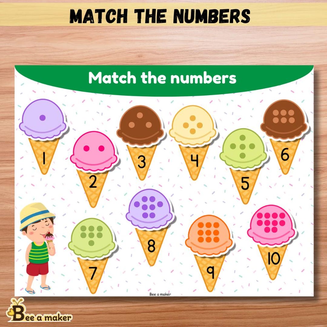 Number Matching Ice Cream Activity | 1–10 Count and Match Velcro Game ...