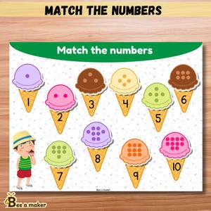 Number Matching Ice Cream Activity | 1–10 Count and Match Velcro Game ...