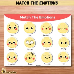 Match the Emotions Printable | Emotional Learning Game for Kids ...