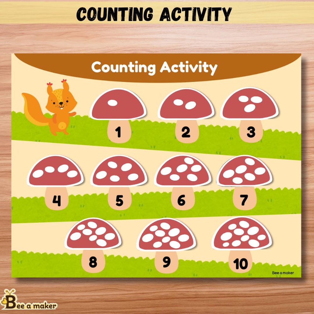 Counting Mushrooms Busy Book Page | Number Recognition & Counting ...