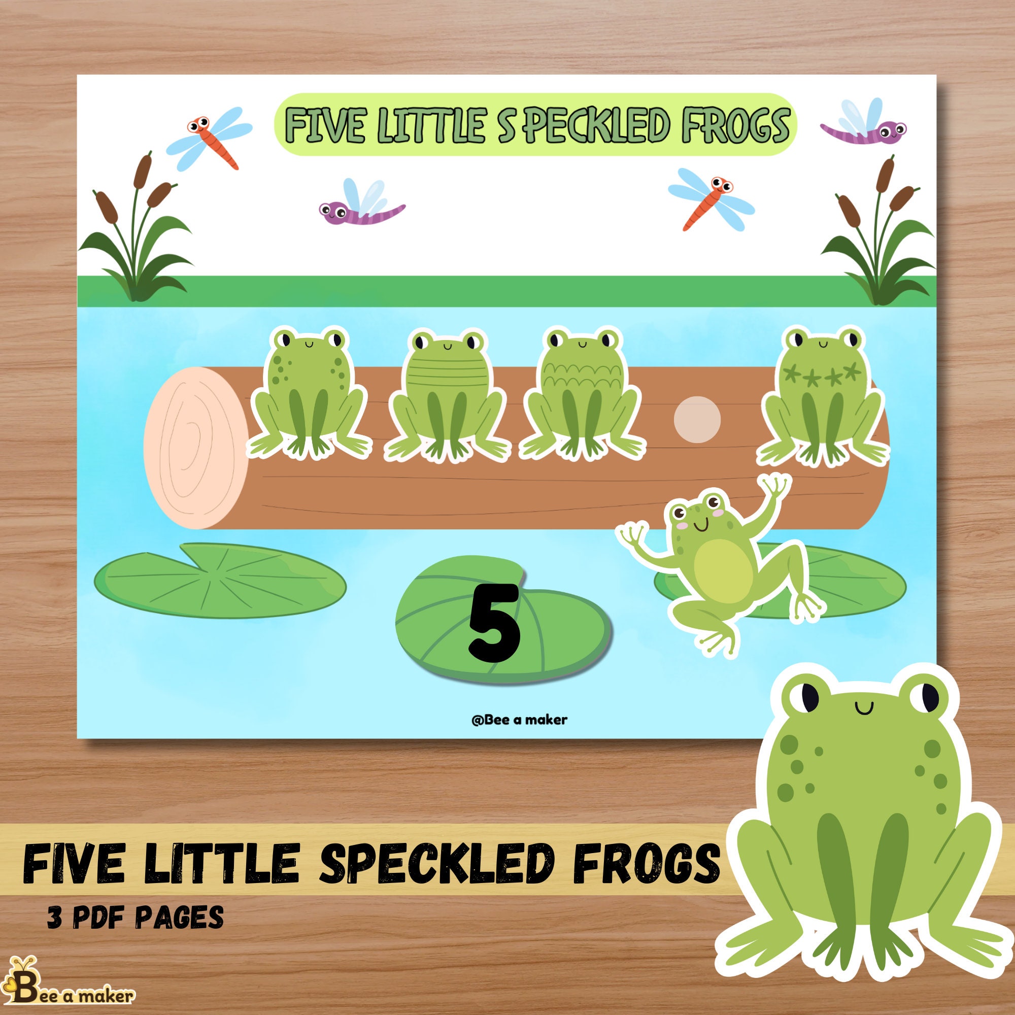 Five Little Speckled Frogs Song Busy Book Page - Etsy