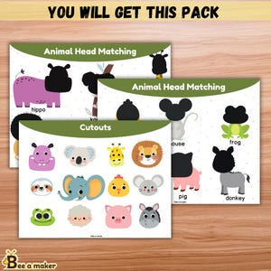 Animal Head Matching Printable | Toddler Busy Book Page | Farm & Zoo ...