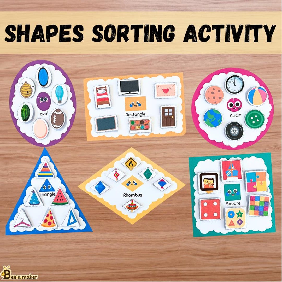 Shape Sorting Activity Pdf, Homeschool Activity, 2D Shapes Game, Shape ...