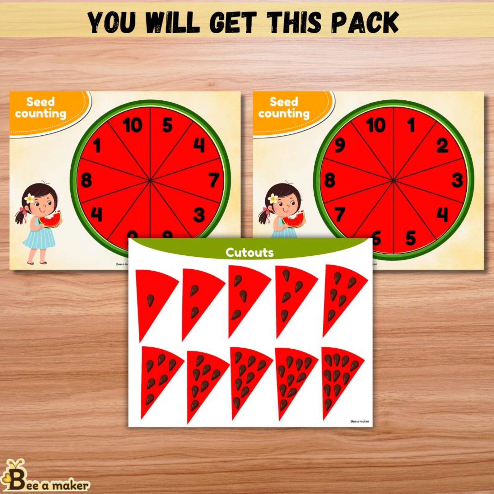Watermelon Seed Counting Activity | Busy Book Math Page | Preschool ...