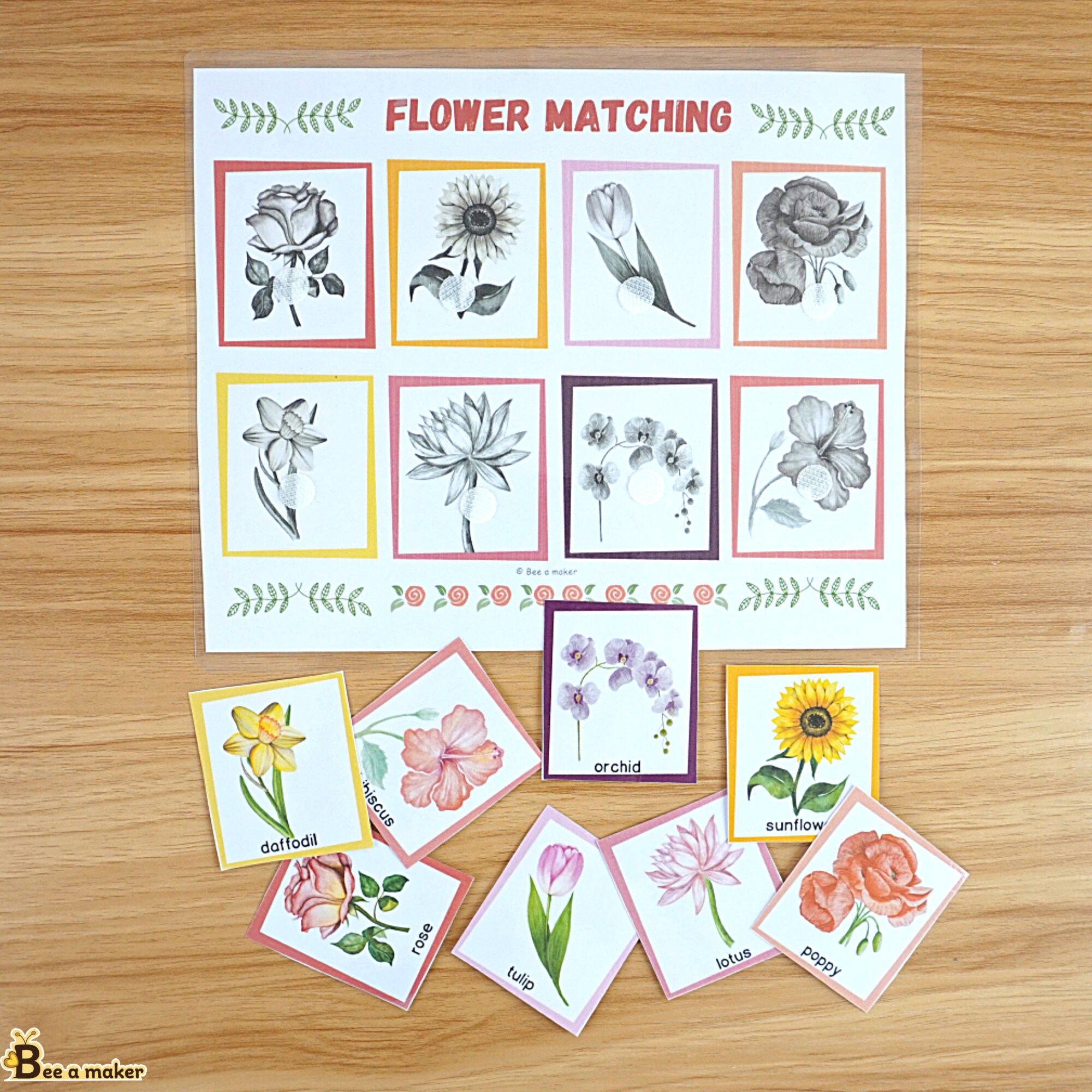 Flower Matching Busy Book Printable Pdf Page, Toddler, Preschool ...