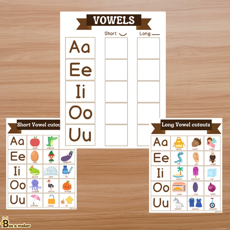 Vowel Short Vowel and Long Vowel Sorting Busy Book Page - Etsy