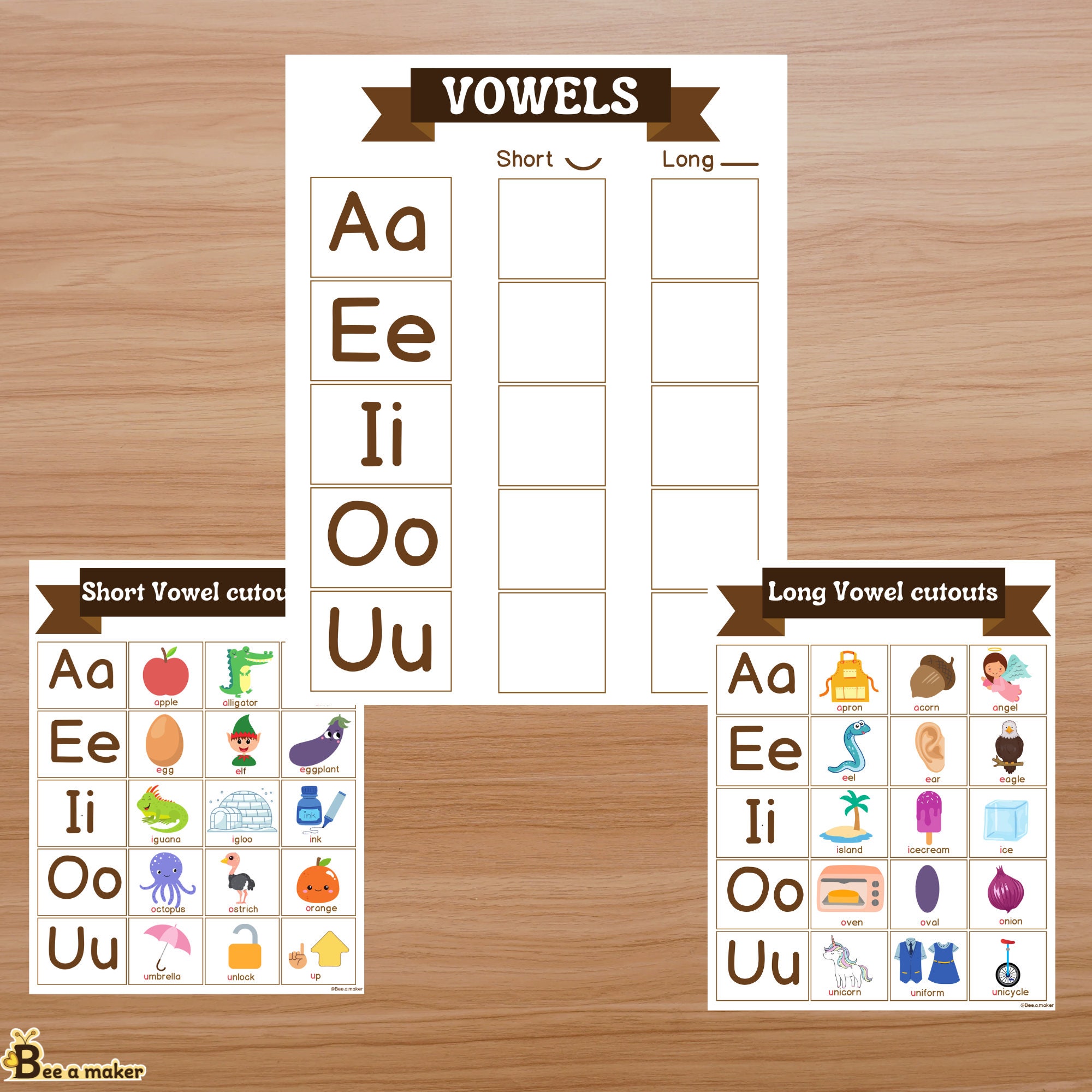 Vowel Short Vowel and Long Vowel Sorting Busy Book Page - Etsy