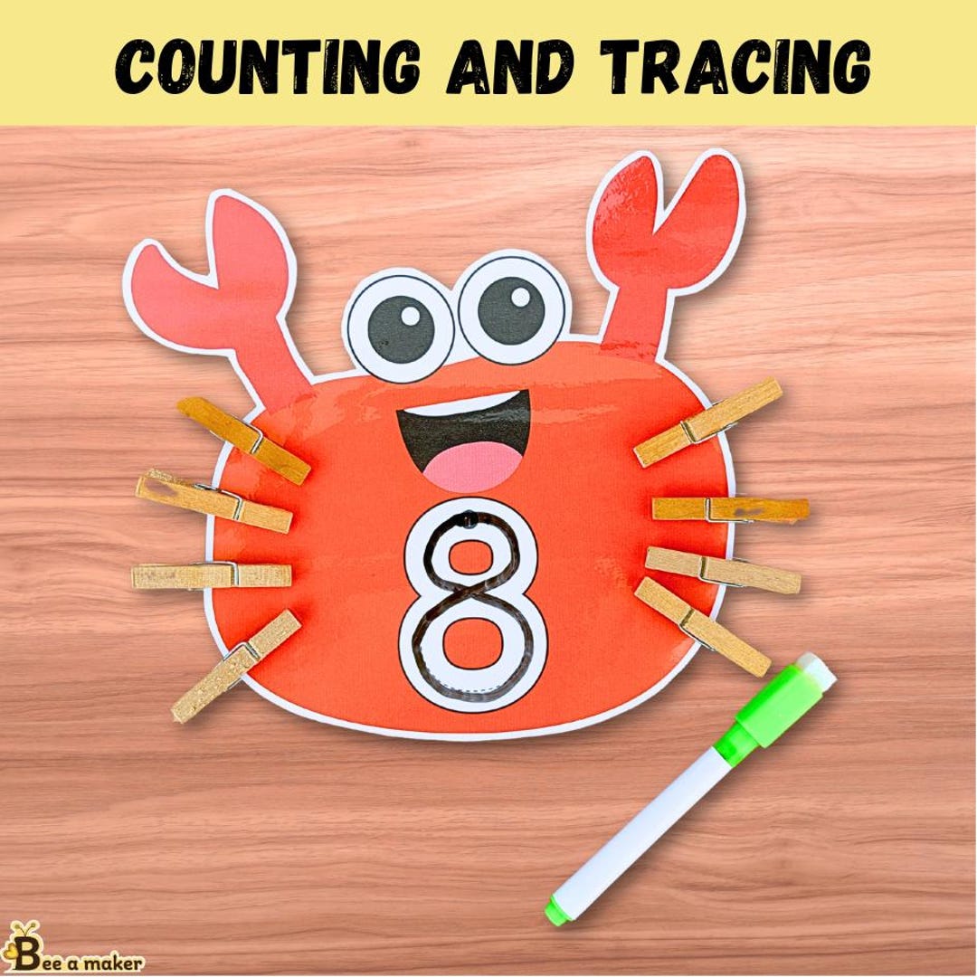 Crab Counting and Tracing Activity for Toddlers, Preschool and ...