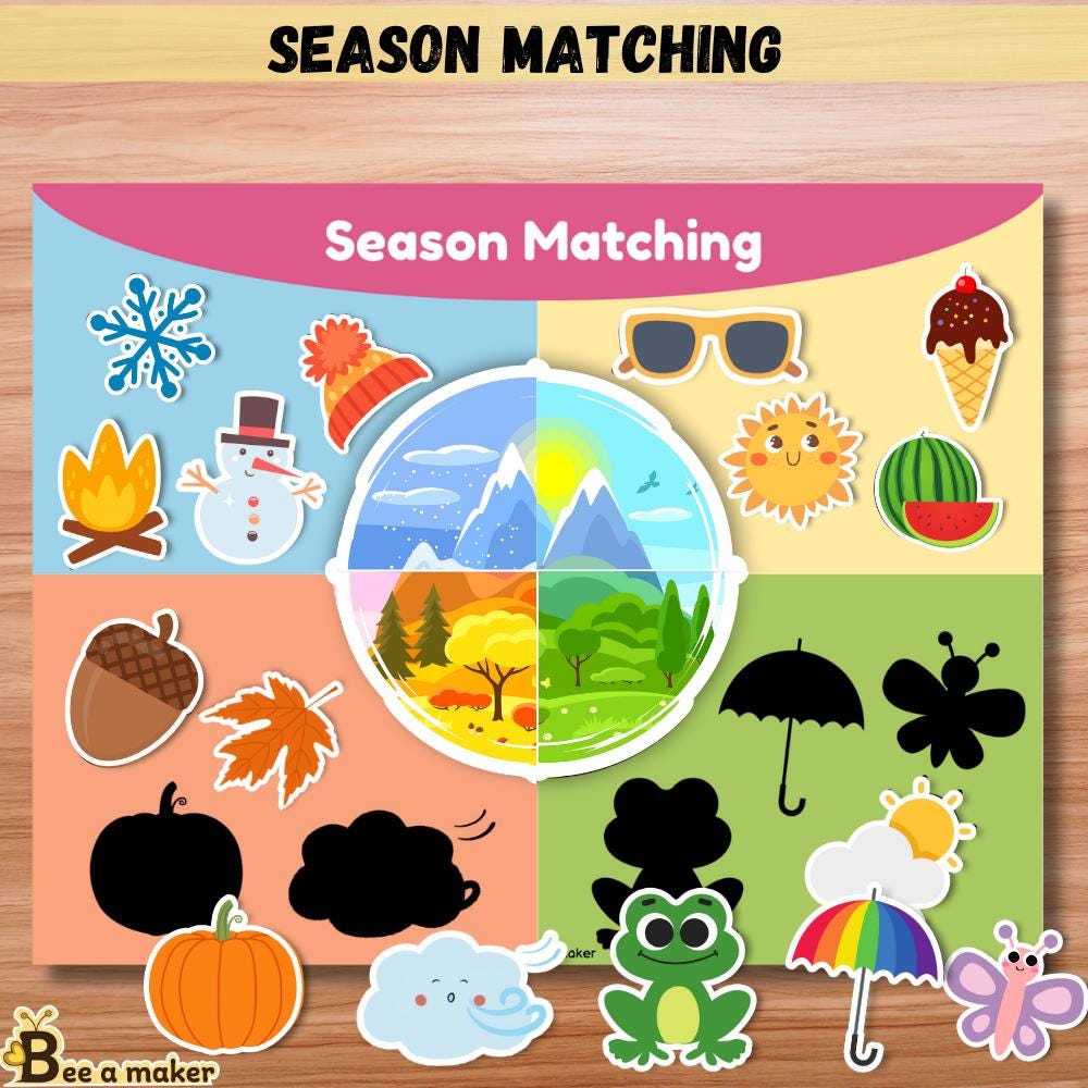 Season Matching Busy Book Page | Learn the 4 Seasons | Preschool ...