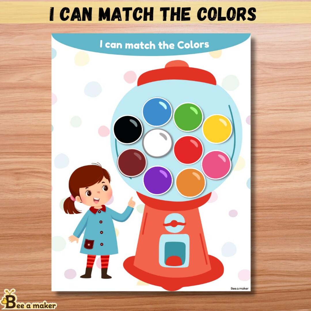 Color Matching Gumball Machine – Busy Book Page for Toddlers, Preschool ...
