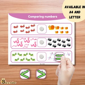 Comparing Numbers Printable Activity Busy Book Page | Greater Than ...