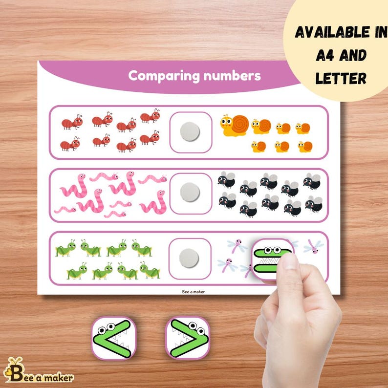 Comparing Numbers Printable Activity Busy Book Page | Greater Than ...