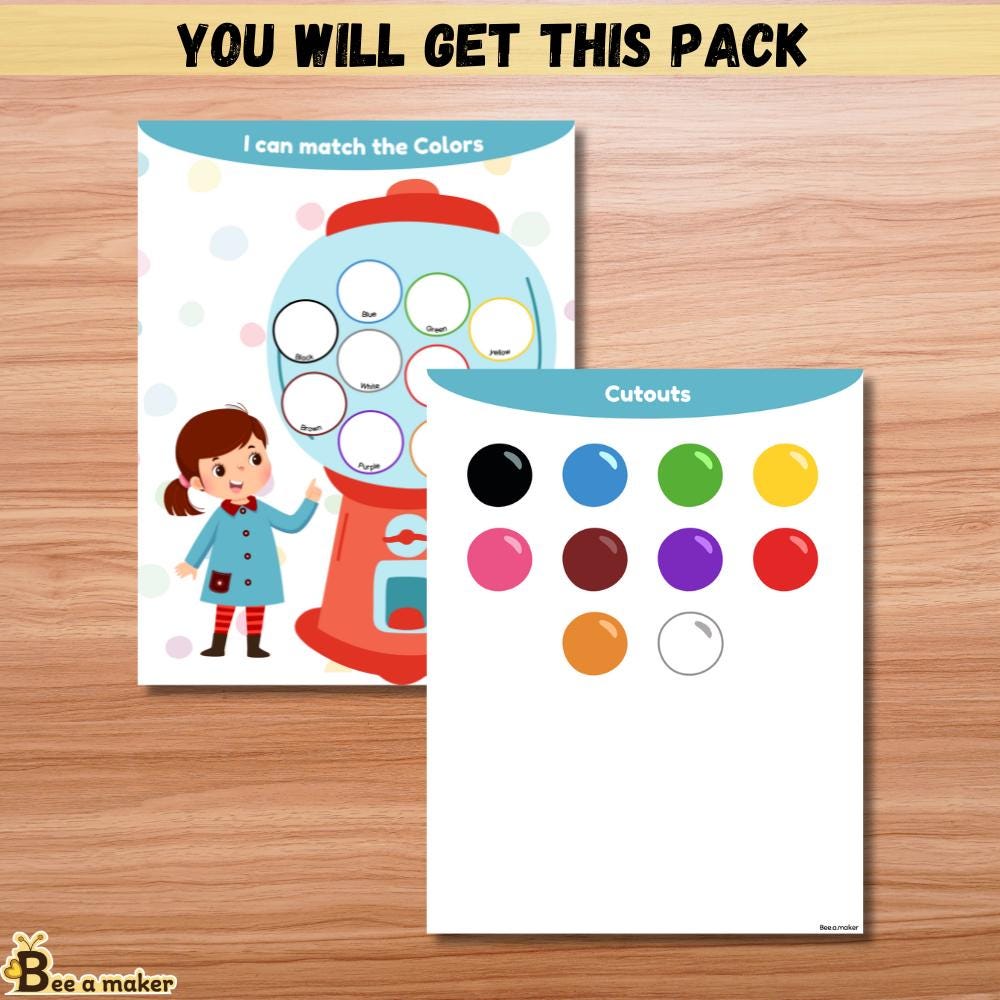 Color Matching Gumball Machine – Busy Book Page for Toddlers, Preschool ...